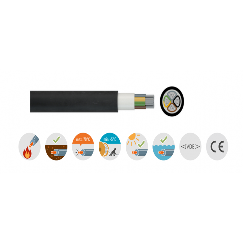 Cablu aluminiu NAYY-J, 4x240mm² ,ignifug conform EN 60332-1-2